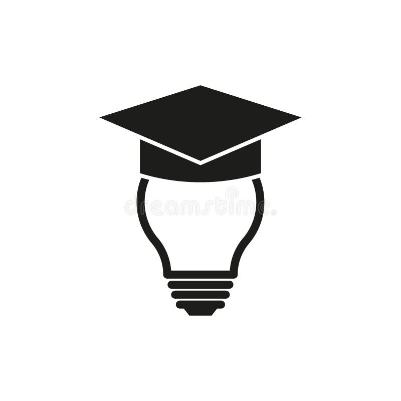 Learning Outline Icon. Light Bulb in a Graduates Hat. Vector ...