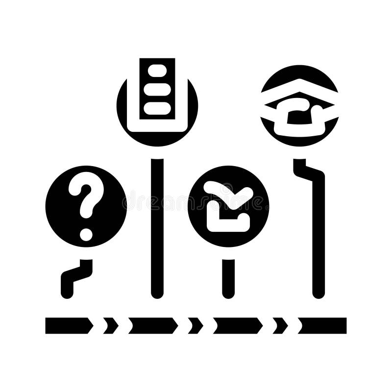 Learning Path Online Learning Platform Glyph Icon Vector Illustration ...