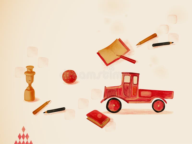 Learning through Play. Toys Stock Vector - Illustration of watercolor ...