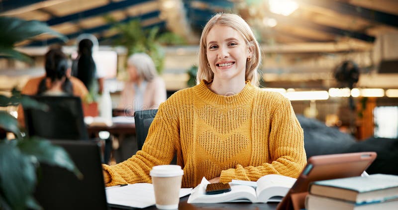 Learning, Portrait and Student Woman in Library of College Campus for ...