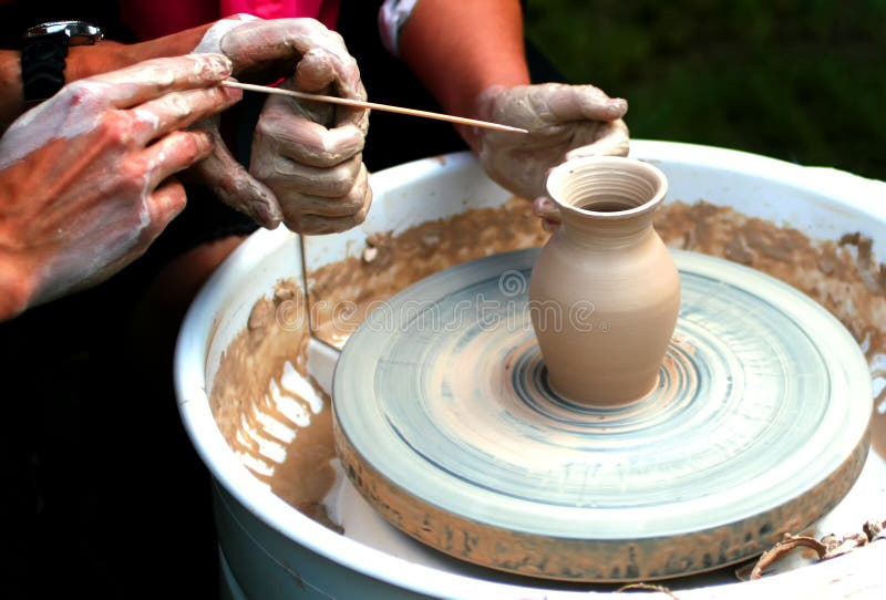 Learning Pottery Craft. Master Class for Clay Modeling Stock Photo ...