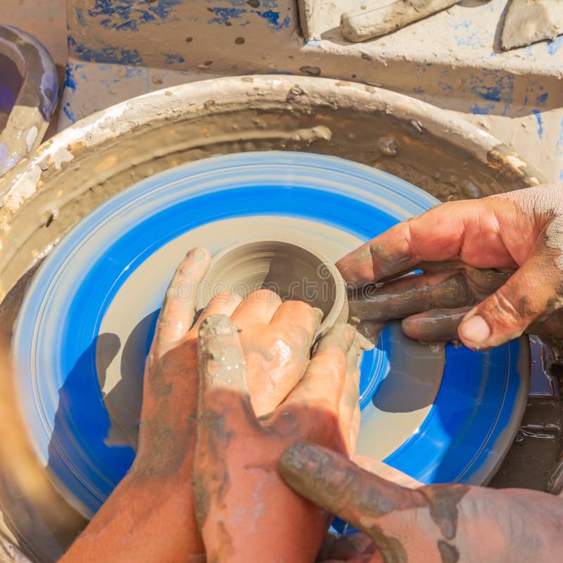 Learning Pottery, the Hands of the Potter Direct Stock Image - Image of ...