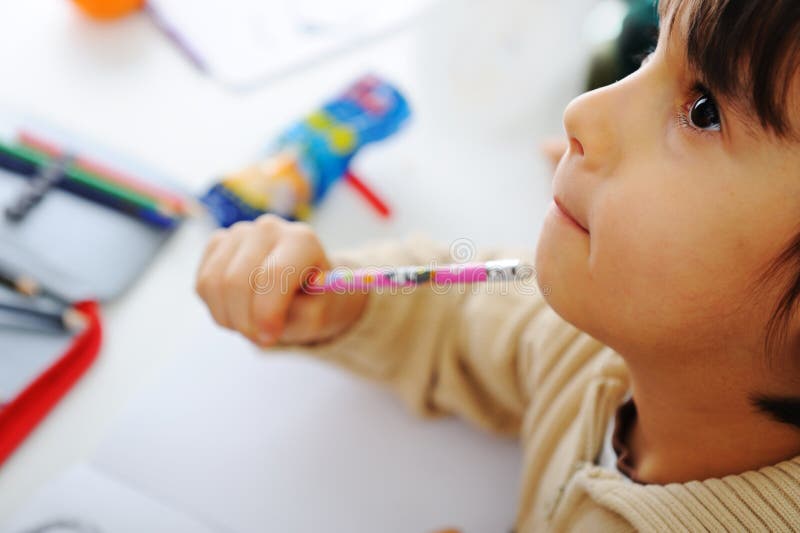 Learning Process, Cute Child Stock Image - Image of basic, learn: 13245881