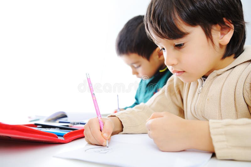 Learning Process, Cute Children Stock Photo - Image of child, teach ...