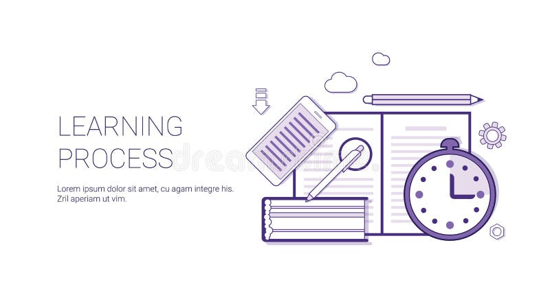 Learning Process Education Concept Banner with Copy Space Thin Line ...
