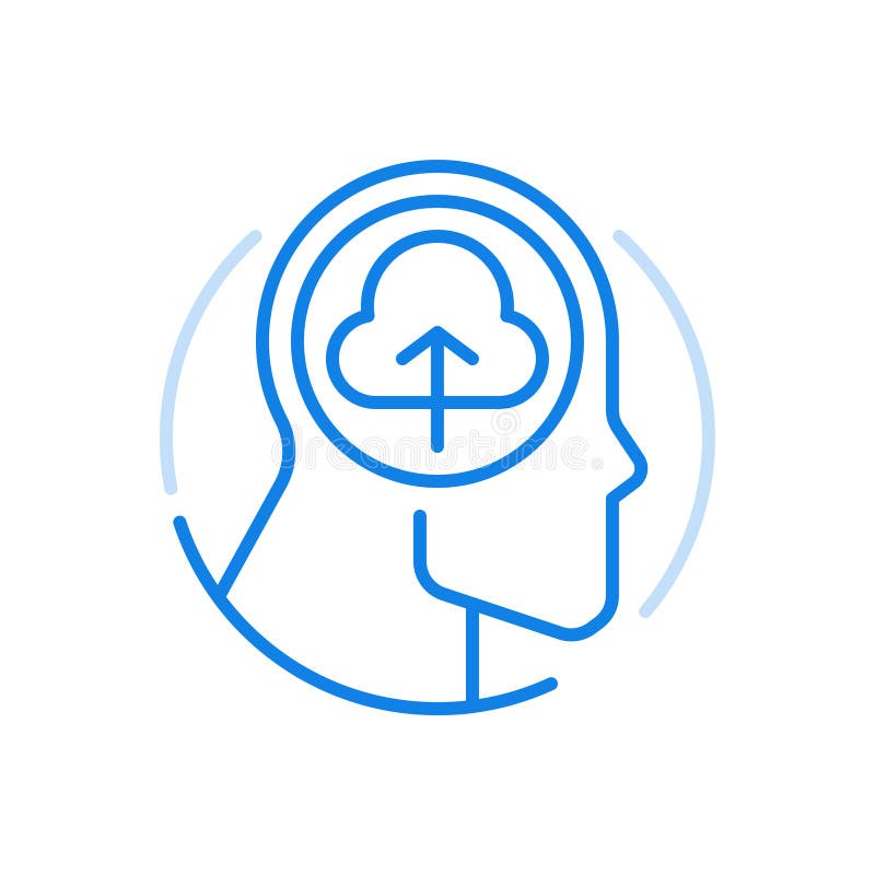 Learning Process Thinking Vector Line Icon. Procedure for Intelligence ...