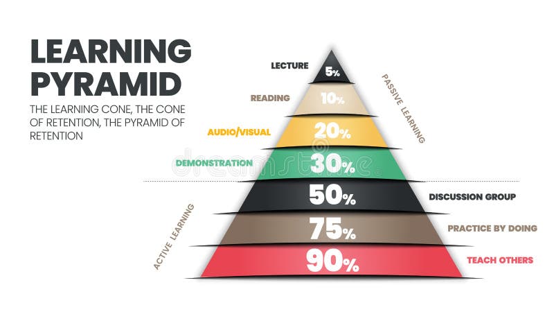 The Learning Pyramid Infographic Vector Refers To the Cone or Rectangle ...