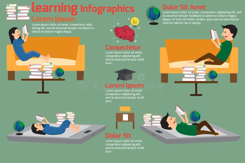 Learning and Reading Concept Infographics. Stock Vector - Illustration ...