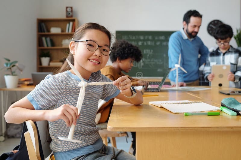 Learning about Renewable Energy in Classroom Setting Stock Image ...