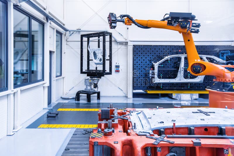 Robots in a car factory stock photo. Image of modern - 30905326