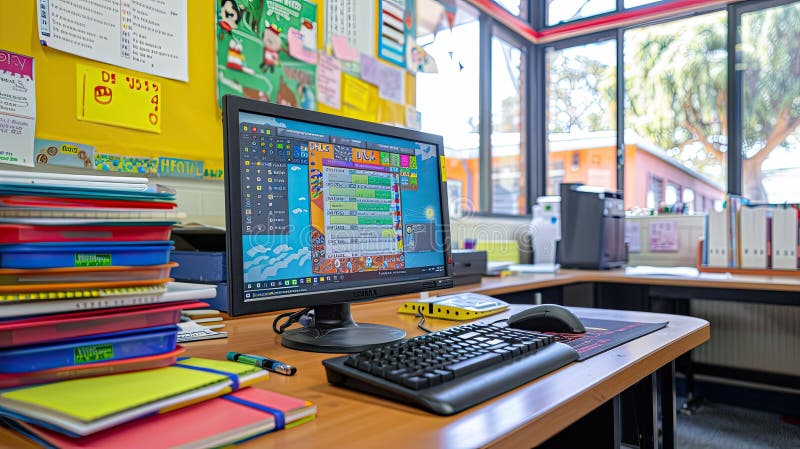 Learning school computer stock illustration. Illustration of ...