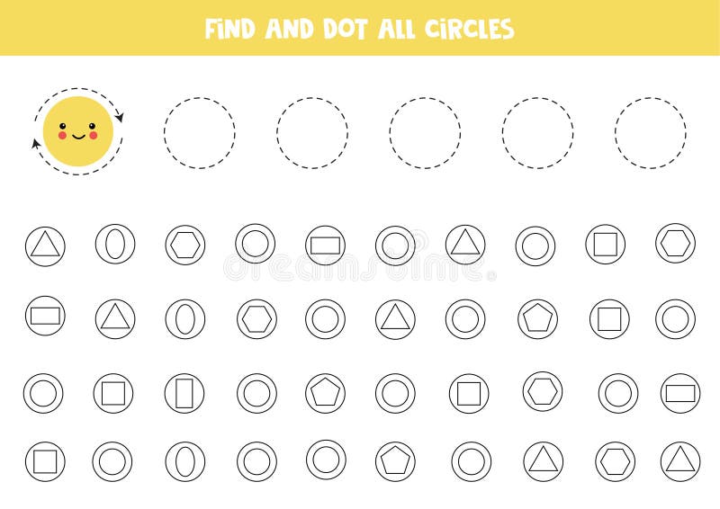Learning Shapes. Find and Dot All Circles. Stock Vector - Illustration ...