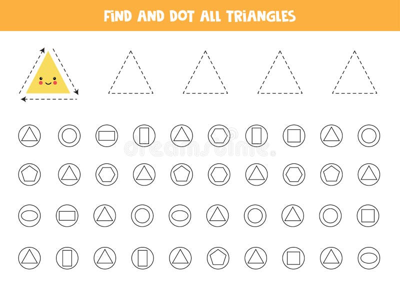 Learning Shapes. Find and Dot All Triangles. Stock Vector ...