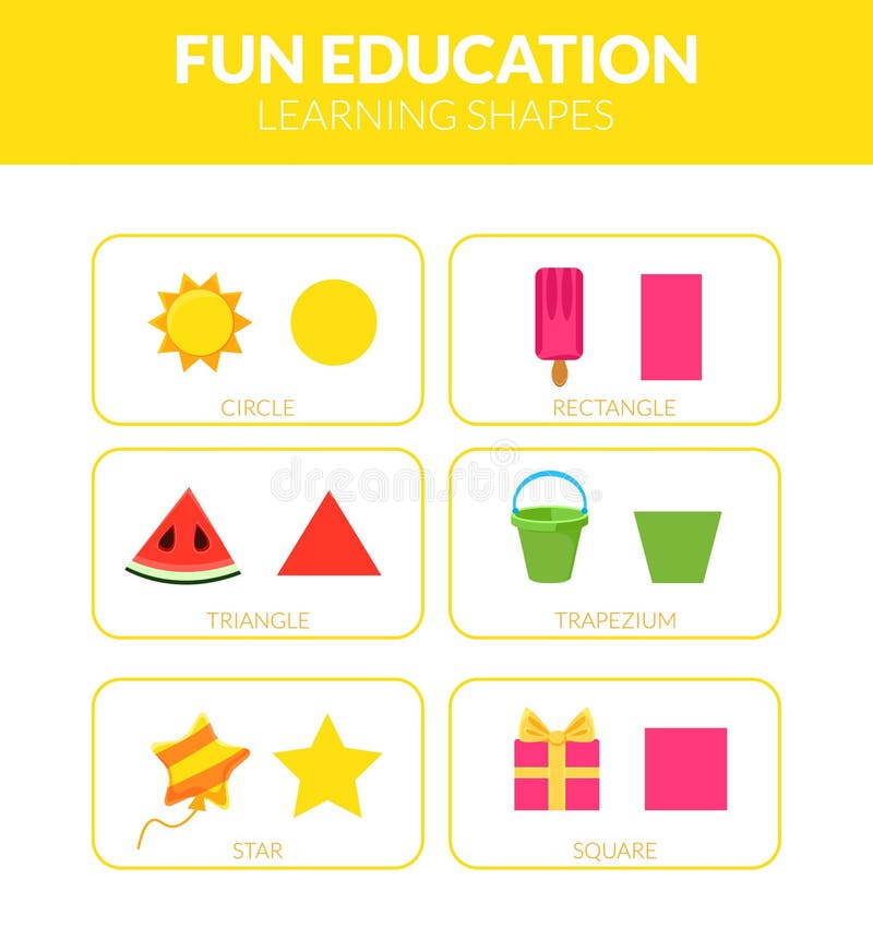 Learning Shapes, Fun Educational Game for Kids Vector Illustration ...
