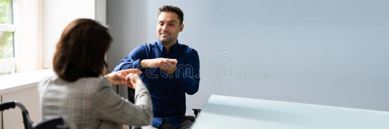 Learning Sign Language for Deaf People Stock Image - Image of together ...