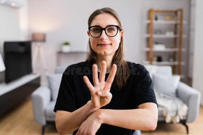 Learning Sign Language. Hearing Disability Talking Stock Image - Image ...