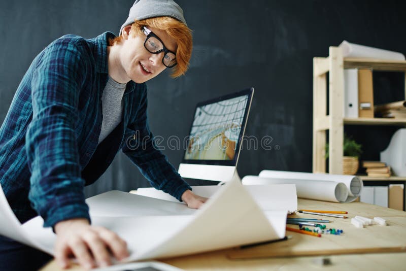 Creative Young Businessman Reading Magazine in Cafe Stock Photo - Image ...