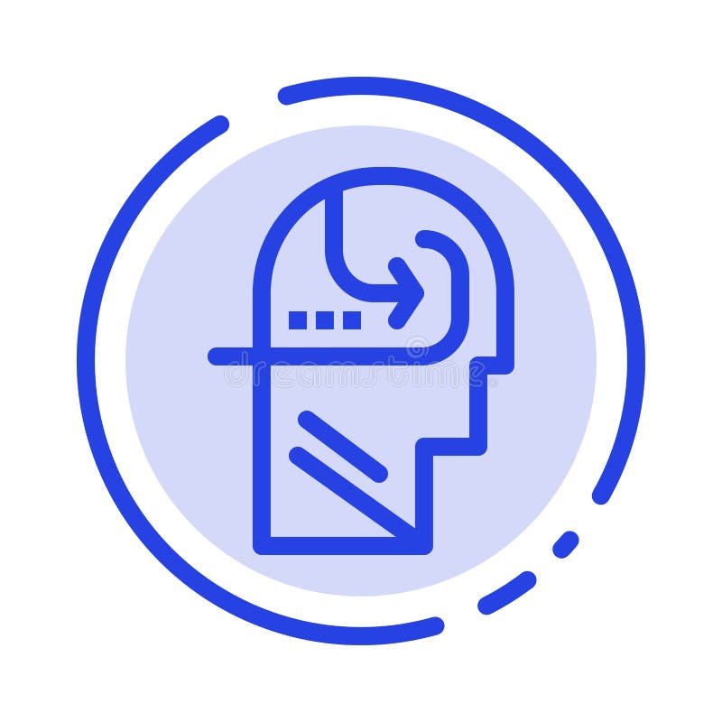 Learning, Skill, Mind, Head Blue Dotted Line Line Icon Stock Vector ...