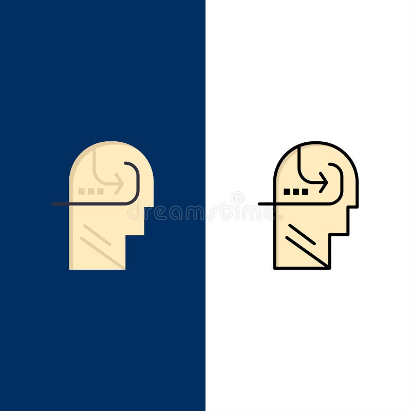 Learning, Skill, Mind, Head Icons. Flat and Line Filled Icon Set Vector ...