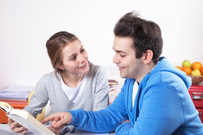 Learning Students with a Book Stock Image - Image of living, cheering ...