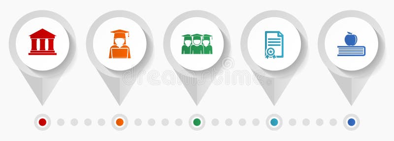 Learning and Study Vector Icons, Education Flat Design Web Pointers ...
