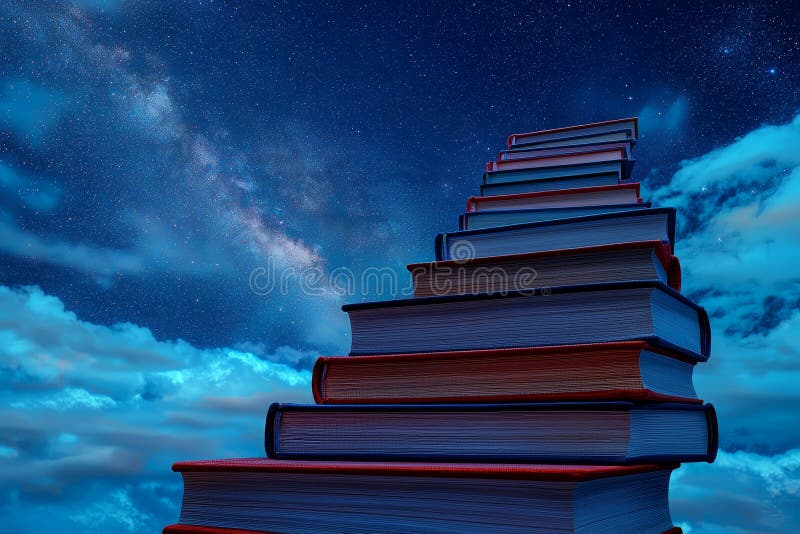 Learning Summary Concept Books Forming a Staircase Under a Starry Sky ...