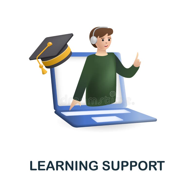 Learning Support Icon. 3d Illustration from E-learning Collection Stock ...