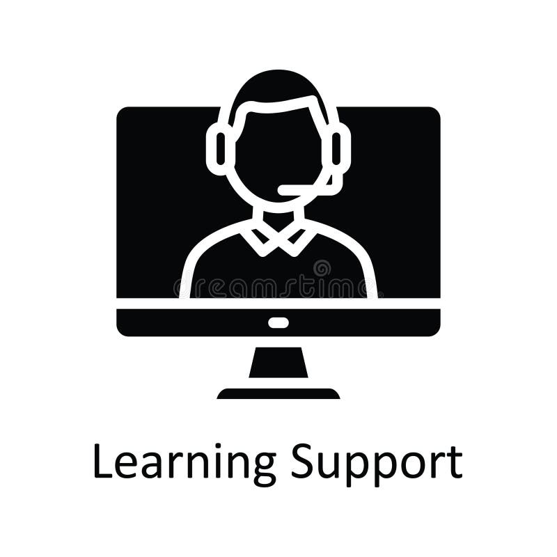 Learning Support Vector Solid Icon Design Illustration. Educational ...