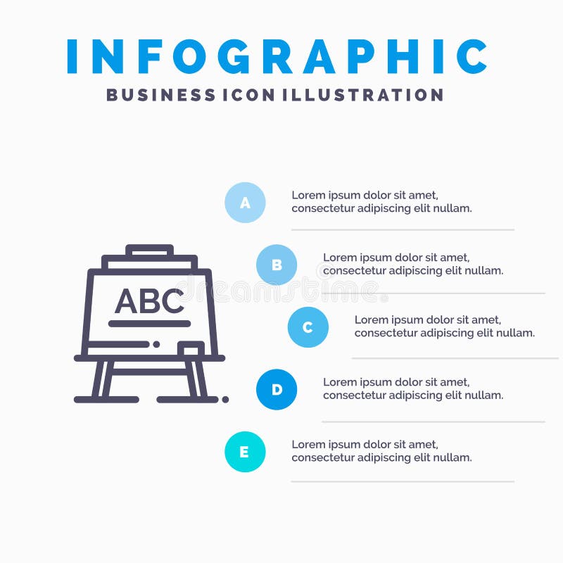 Learning, Teacher, Abc, Board Blue Infographics Template 5 Steps ...