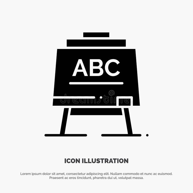Learning, Teacher, Abc, Board Solid Black Glyph Icon Stock Vector ...