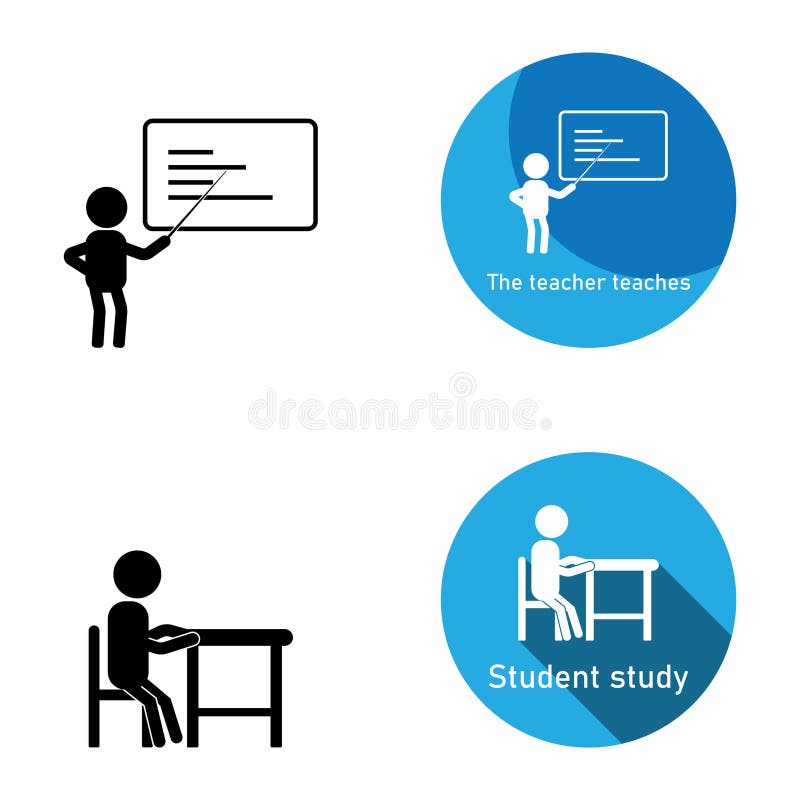 Learning and Teaching Icon Set Vector Stock Vector - Illustration of ...