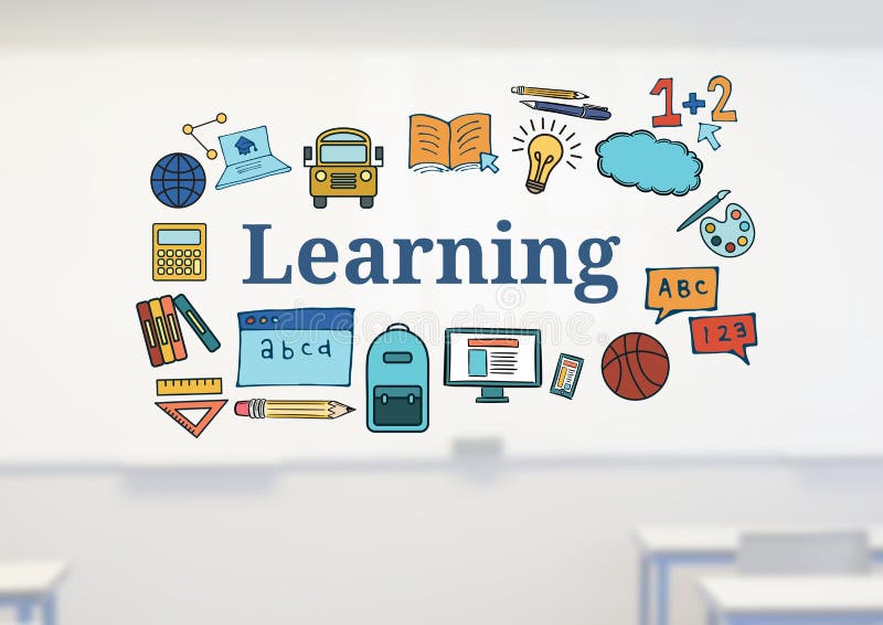 Learning Text with Drawings Graphics Stock Illustration - Illustration ...