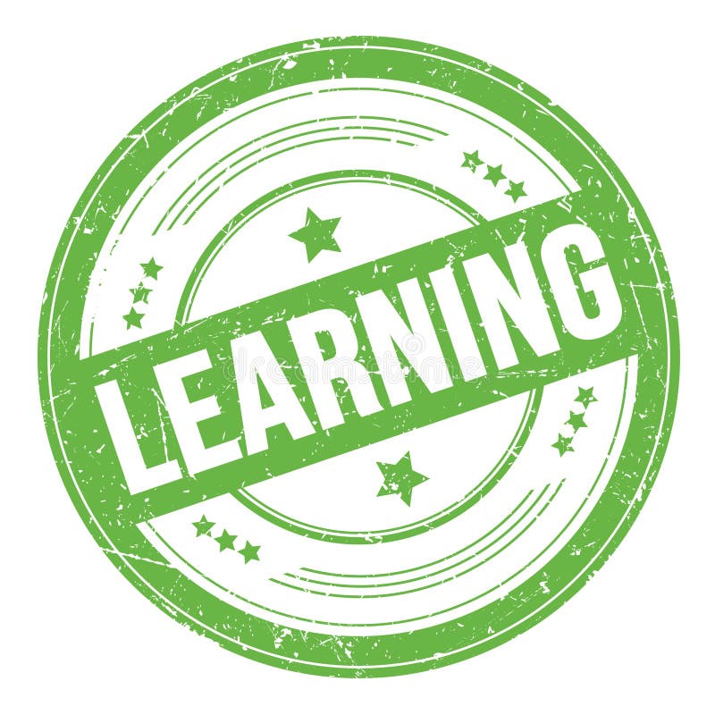 LEARNING Text on Green Round Grungy Stamp Stock Illustration ...