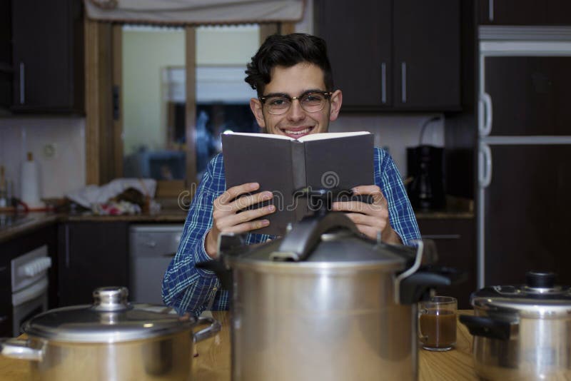 Learning To Cook with Cookbook Stock Image - Image of amateur, courses ...
