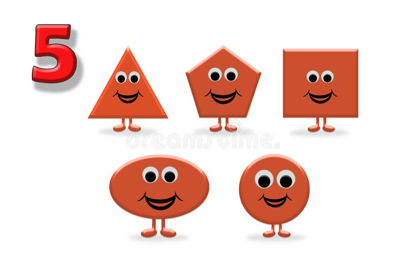 Learning To Count. Illustration of Shapes with a Happy Cartoon Face ...