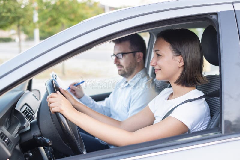 Learning To Drive a Car. Driving School Stock Image - Image of hand ...
