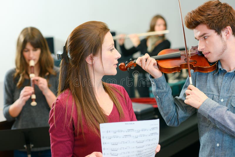Learning to play violin stock photo. Image of music, instrument - 84758770