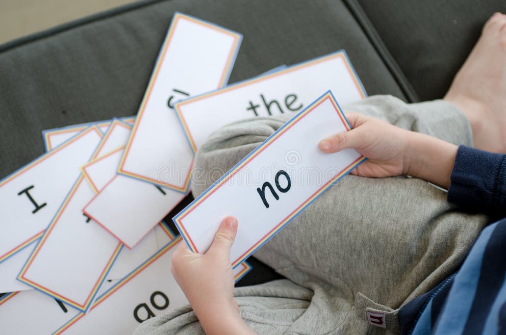 Learning To Read with Flash Cards Stock Photo - Image of game, flash ...