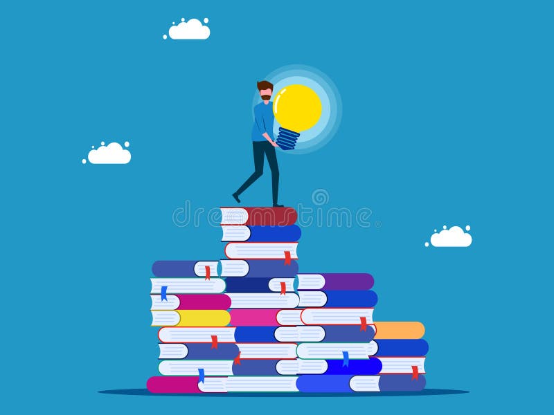 Learning To Success. Man with Stack of Books Stock Vector ...
