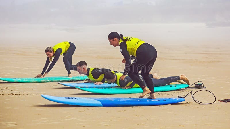 Learning To Surf by Starting on the Sand Editorial Photography - Image ...