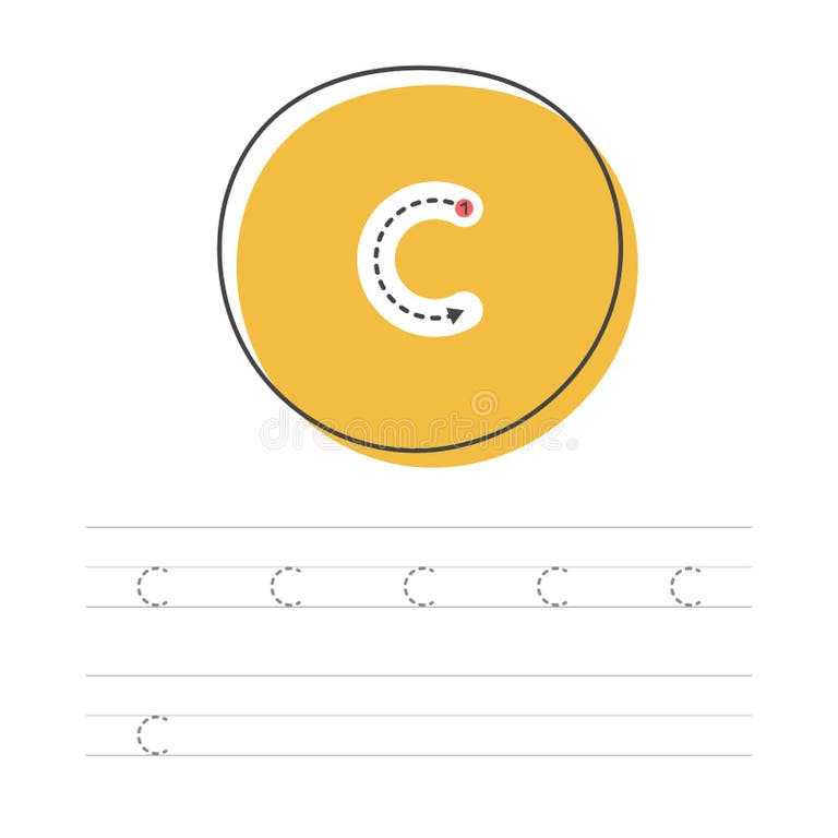 Learning to write C small stock vector. Illustration of design - 174525615