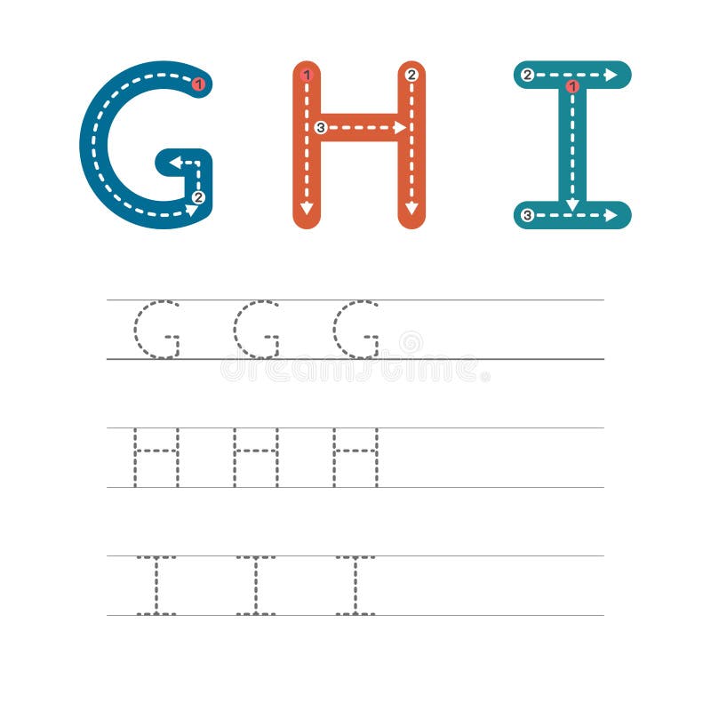 Learn To Write Letters GHI 2 Stock Vector - Illustration of circle ...