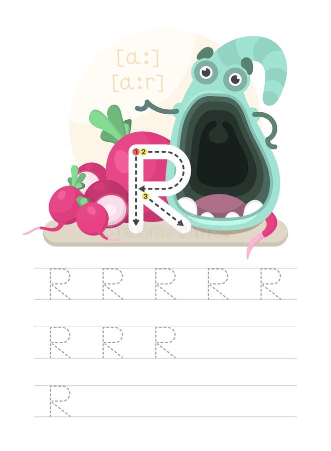 Write a Letter R and Character Stock Vector - Illustration of contour ...