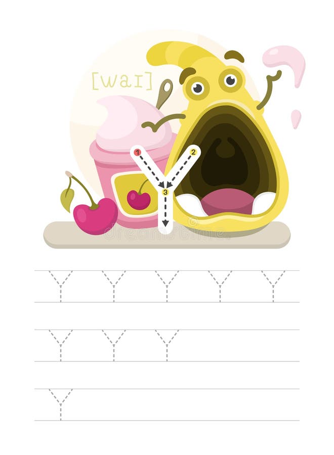 Write a Letter Y and Character Stock Vector - Illustration of animated ...