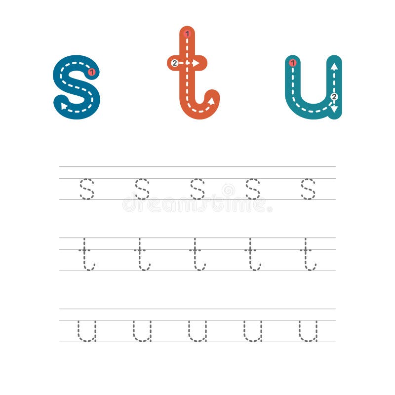 Learn To Write Letters Stu Small Stock Vector - Illustration of ...