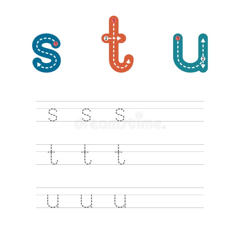 Learn To Write Letters Stu Small 2 Stock Vector - Illustration of ...