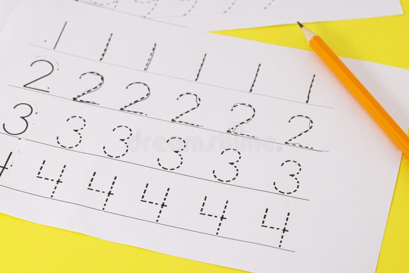 Learning To Write Numbers. Handwriting Practice for Children Stock ...