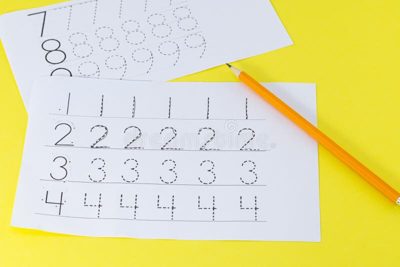 Learning To Write Numbers. Handwriting Practice for Children Stock ...