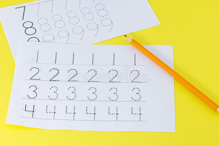 Learning To Write Numbers. Handwriting Practice for Children Stock ...