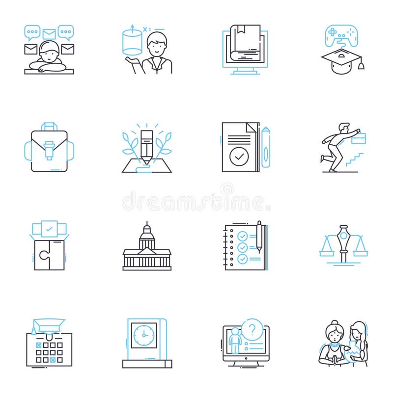 Learning Tools Linear Icons Set. Technology, Education, Resources ...